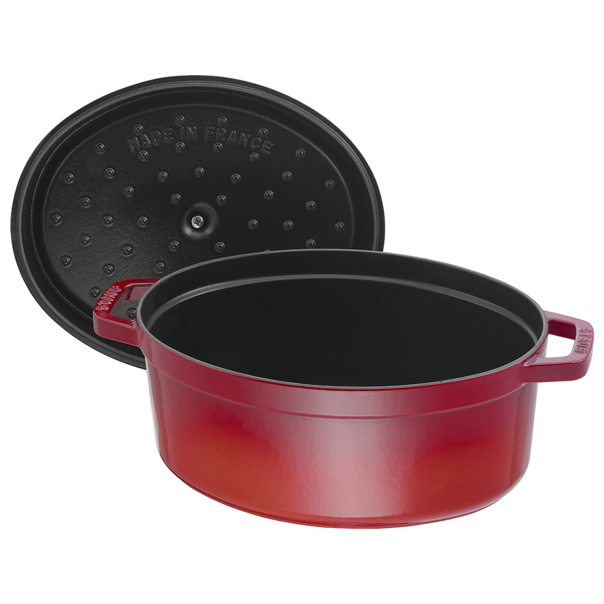 Oval Cocotte cooking pot, cast iron, 33cm/6.7L, Cherry - Staub ...