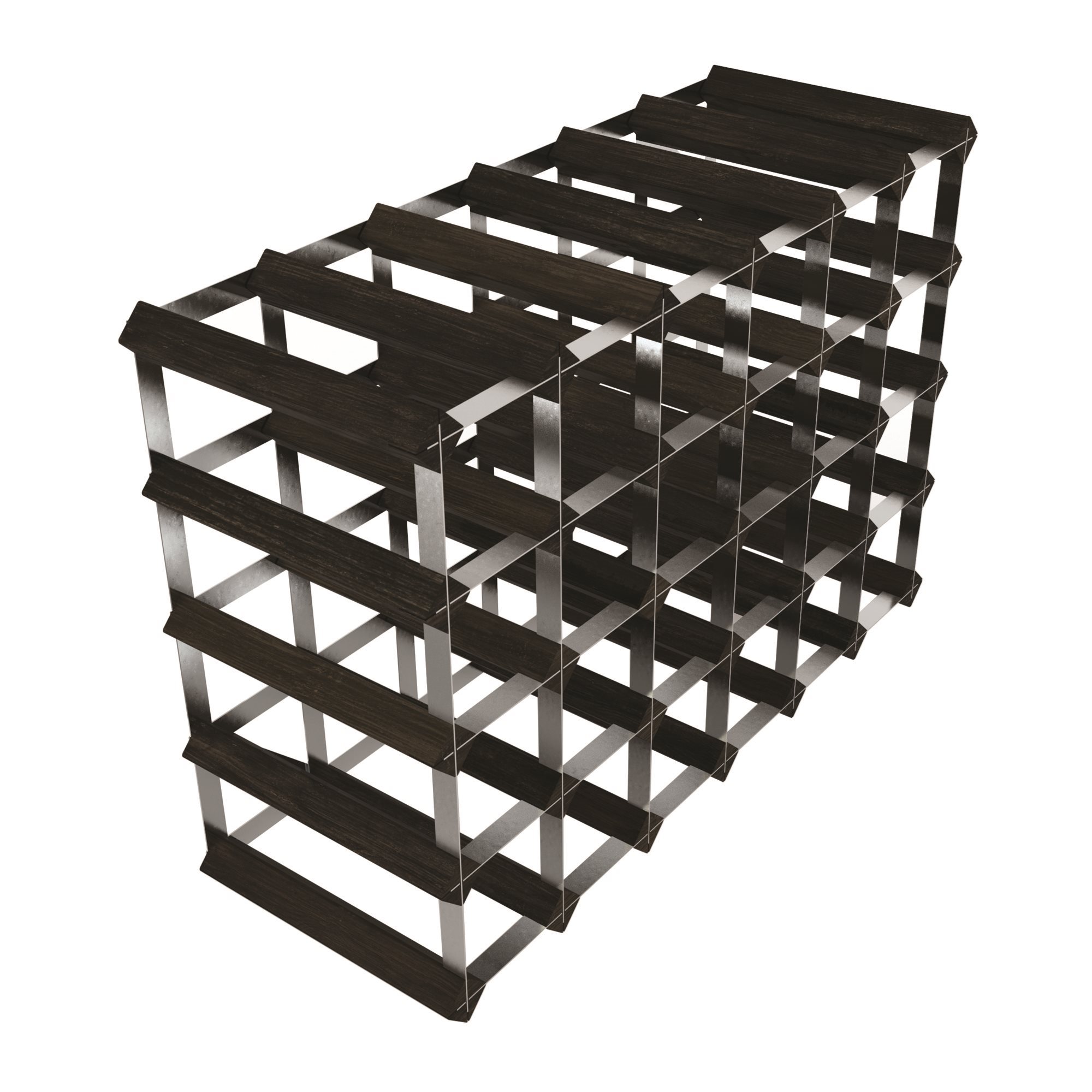 Rack for 30 wine bottles, pine wood, "Black Ash" color - RTA | KitchenShop