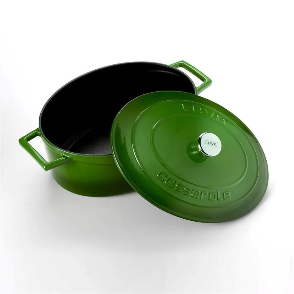 Cratita ovala fonta 27 cm "Folk", verde - LAVA | KitchenShop